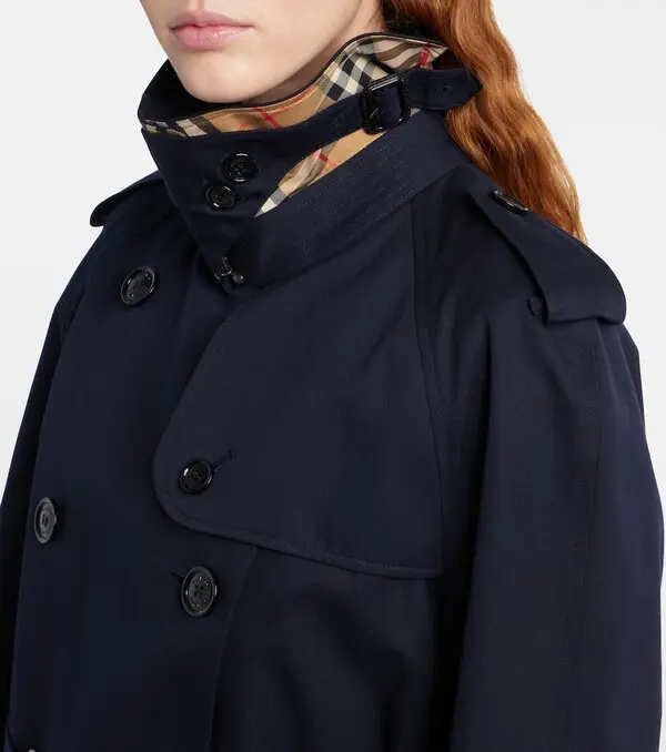 Burberry Cotton Gabardine Trench Coat - Blue