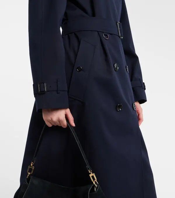 Burberry Cotton Gabardine Trench Coat - Blue