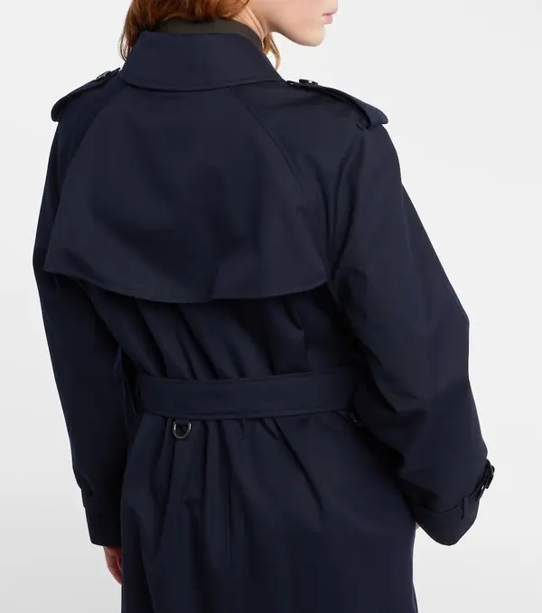 Burberry Cotton Gabardine Trench Coat - Blue