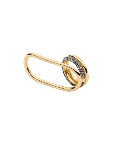 Demarson Farah Hand Ring - Gold, Gunmetal, & Crystal