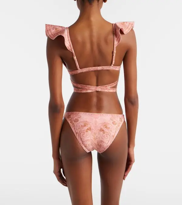 Zimmermann Como Printed Ruffled Bikini - Pink