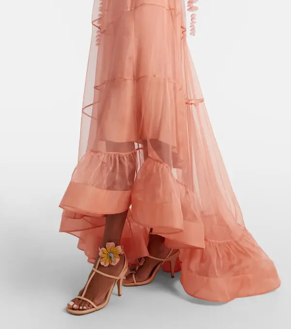 Zimmermann Como Floral-appliqué Silk Maxi Dress - Pink