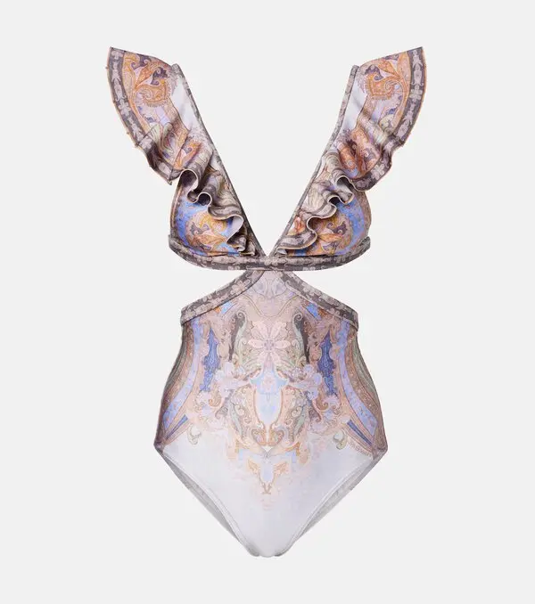 Zimmermann Como Cutout Printed Swimsuit - Multicoloured