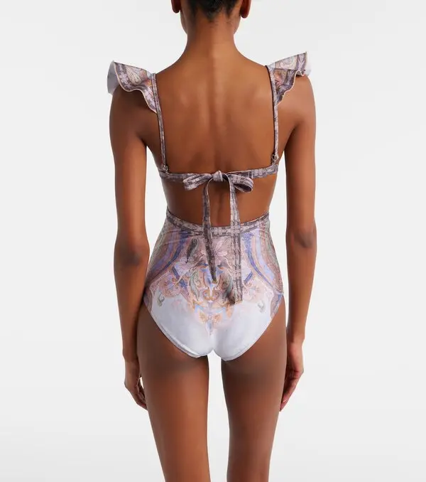 Zimmermann Como Cutout Printed Swimsuit