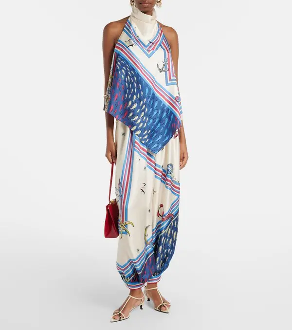 ALEMAIS Apollo Printed Silk Satin Top - Multicoloured