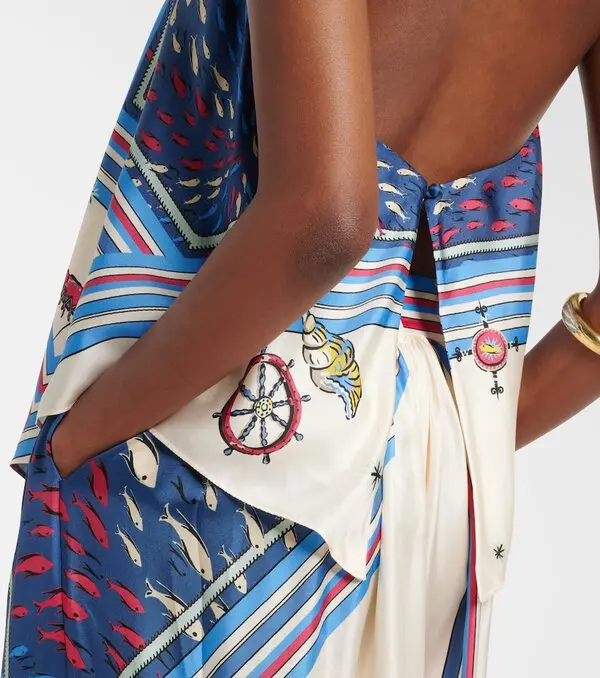 ALEMAIS Apollo Printed Silk Satin Top - Multicoloured