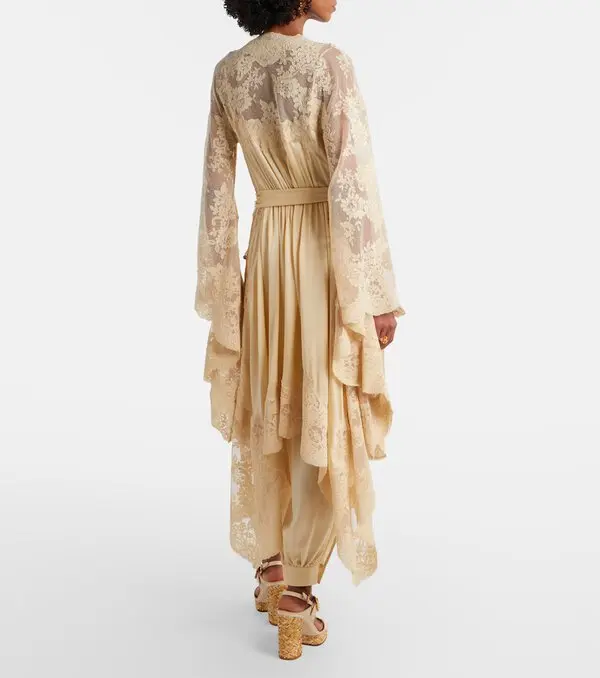 Zimmermann Como Silk Satin Tapered Pants - Beige