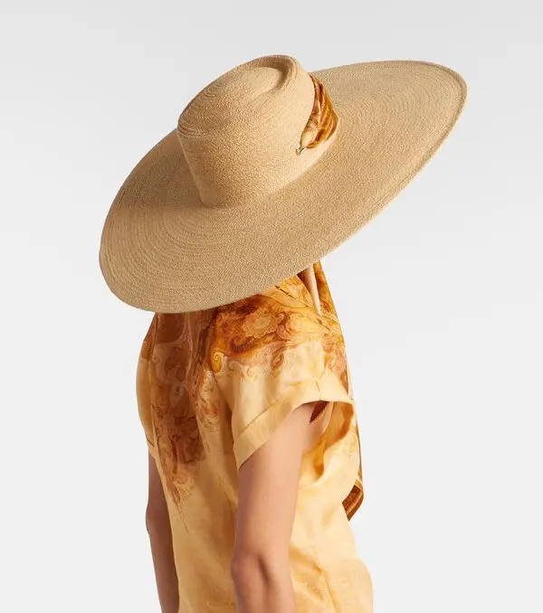 Zimmermann Raffia Sun Hat With Silk Trim