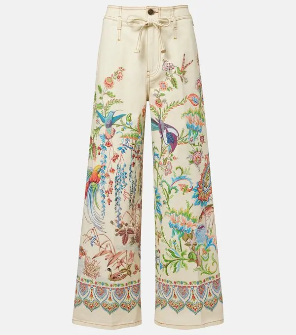 Etro Belted Printed Wide-leg Jeans - Yellow