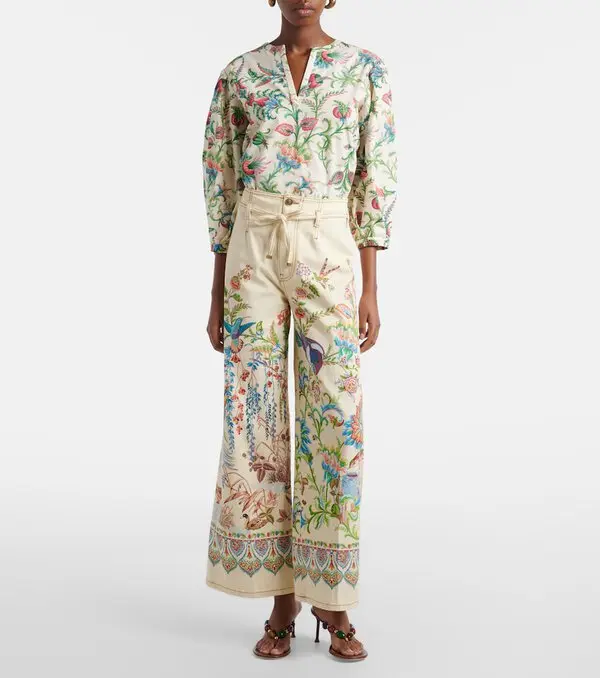 Etro Belted Printed Wide-leg Jeans