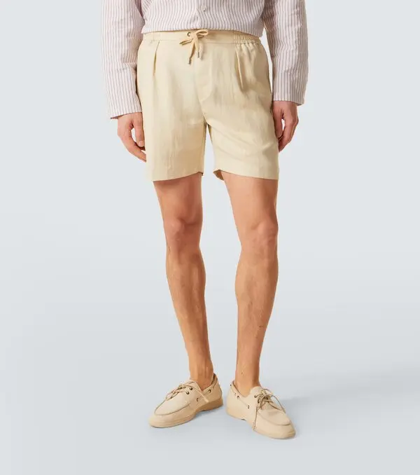 Ralph Lauren Purple Label Silk And Linen Pleated Shorts - Beige