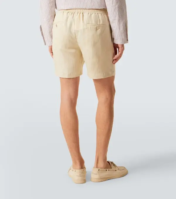 Ralph Lauren Purple Label Silk And Linen Pleated Shorts - Beige