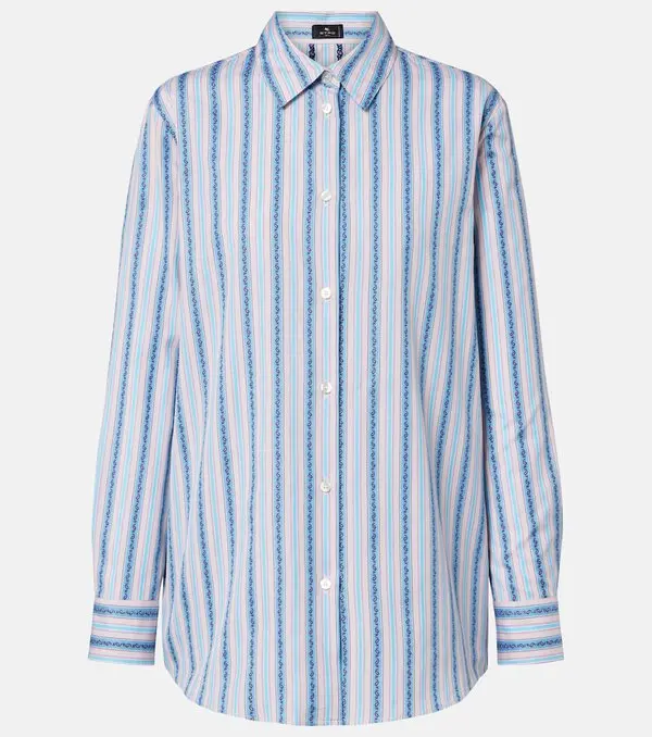 Etro Paisley Striped Cotton Shirt - Blue