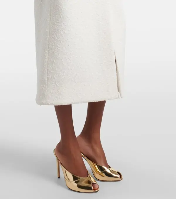 Oscar De La Renta Embellished Belted Tweed Midi Dress