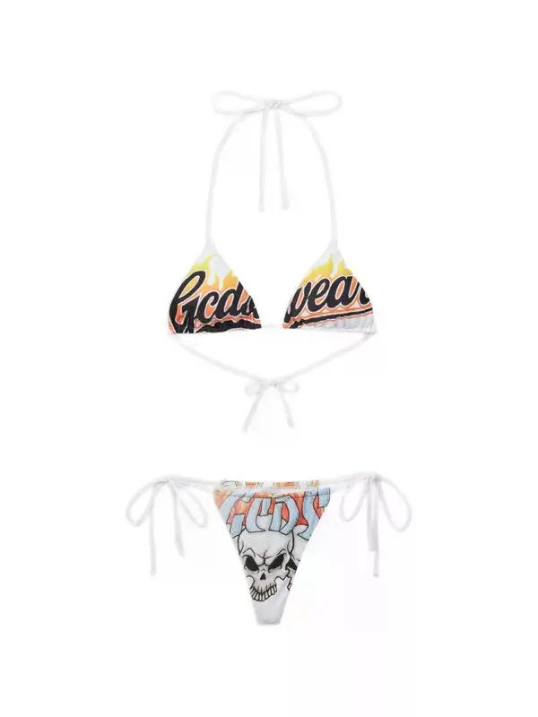 Gcds Riders-print Bikini - White