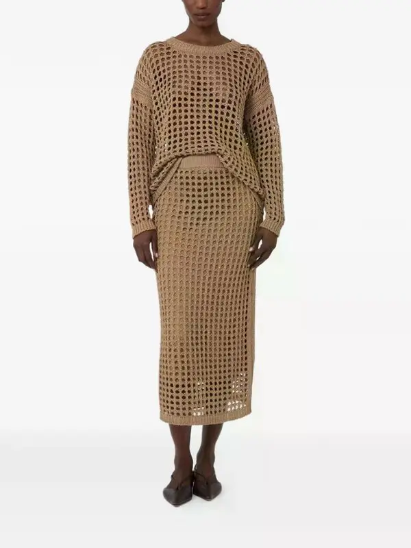 Max Mara Open Knit Long-sleeved Top - Neutrals