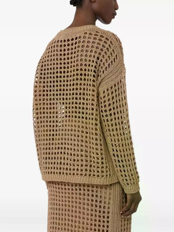 Max Mara Open Knit Long-sleeved Top - Neutrals