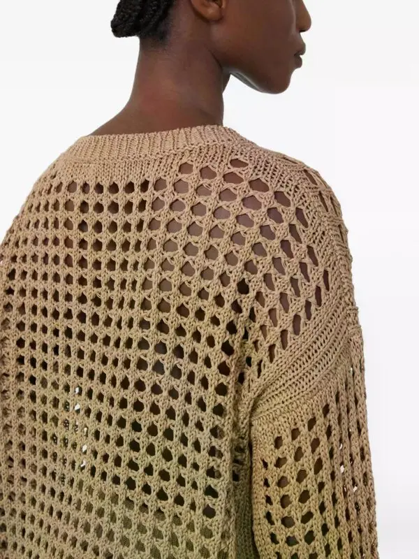 Max Mara Open Knit Long-sleeved Top - Neutrals