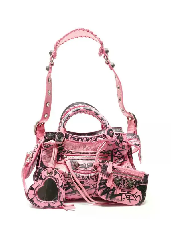 Balenciaga 2020s Neo Cagole Graffiti Tote Bag - Pink