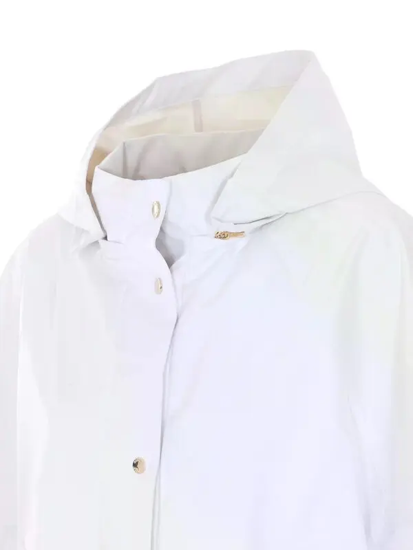 MOORER Hooded Coat With Zip Pockets - White