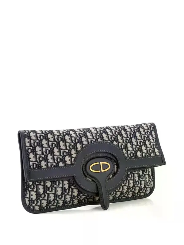 Dior Fold Over Oblique Canvas Clutch Bag - Blue