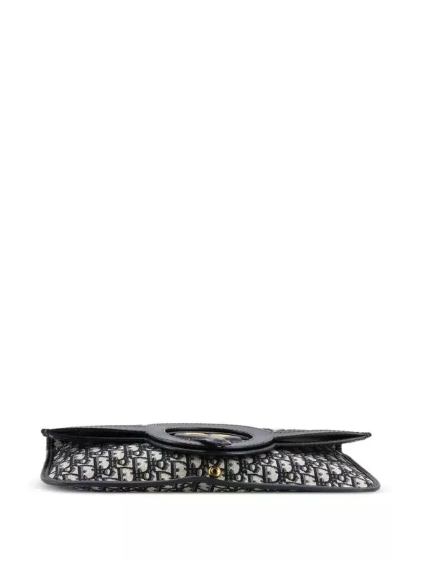 Dior Fold Over Oblique Canvas Clutch Bag - Blue