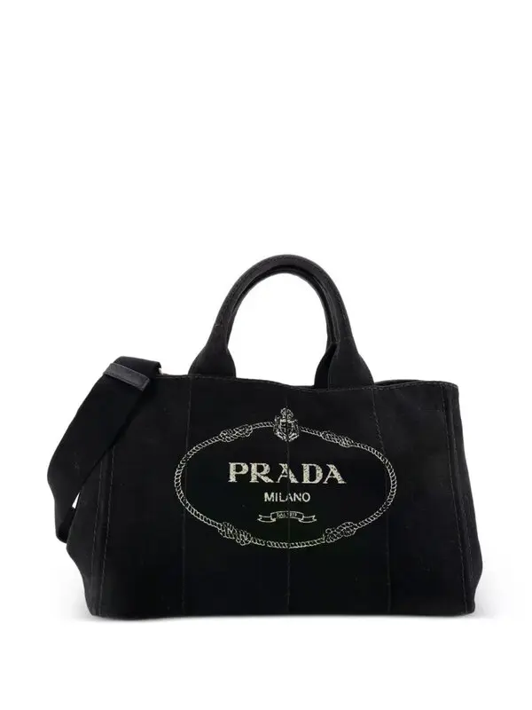 Prada Canapa Convertible Canvas Medium Tote Bag