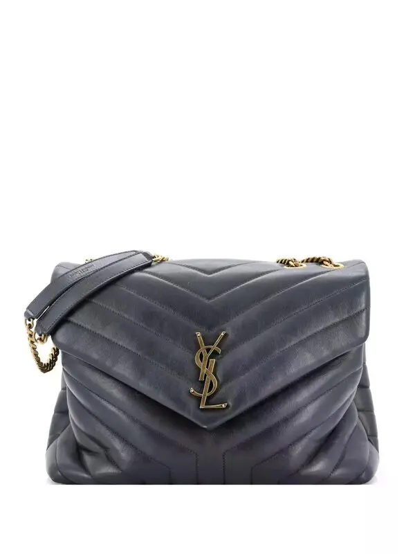 Saint Laurent Loulou Matelasse Chevron Leather Medium Shoulder Bag - Grey