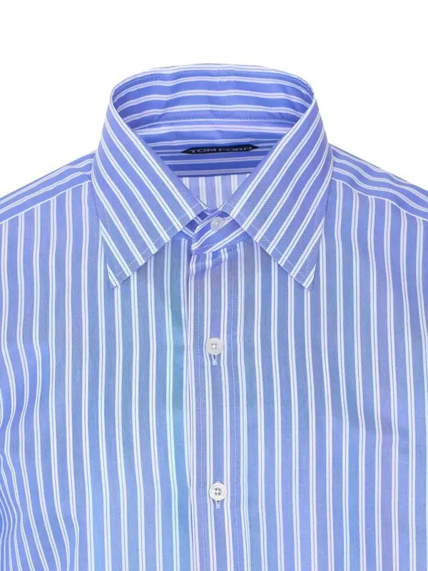 TOM FORD Striped Button Shirt - Blue