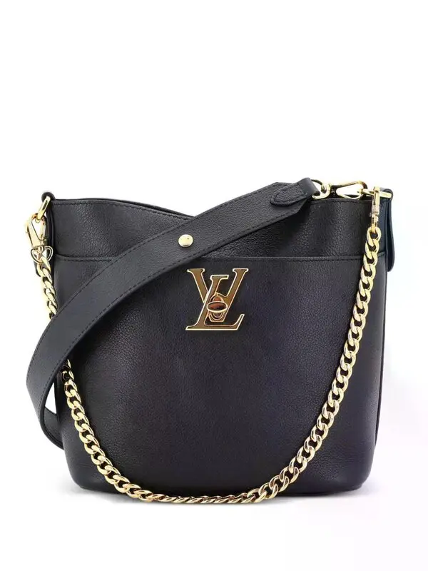 LOUIS VUITTON Lock And Walk Leather Bucket Bag - Black