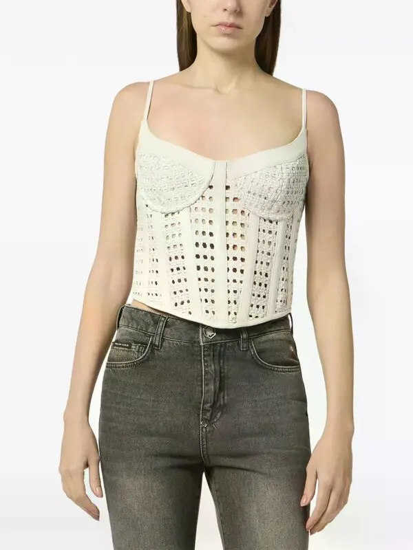 Philipp Plein Woven Leather Bustier