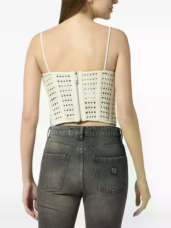 Philipp Plein Woven Leather Bustier