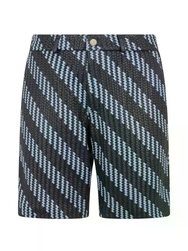 Philipp Plein Weaved Leather Shorts With Striped Design