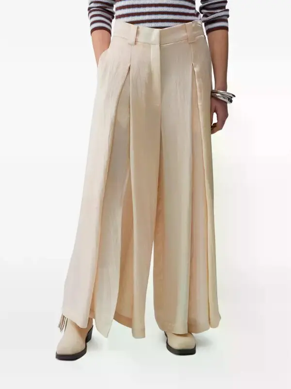 Liu Jo Slits Creased Palazzo Pants - Neutrals