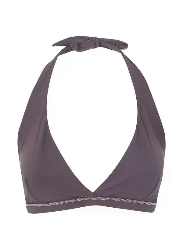 Brunello Cucinelli Embellished Bikini Top - Brown