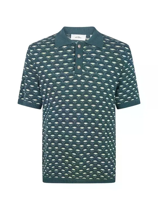 LES DEUX Esmay Shell Knitted Polo Shirt - Blue