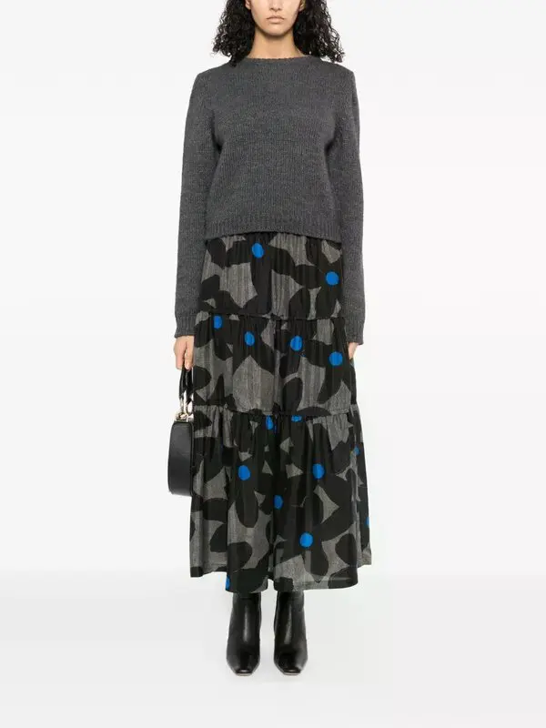 LESS Floral-print A-line Skirt