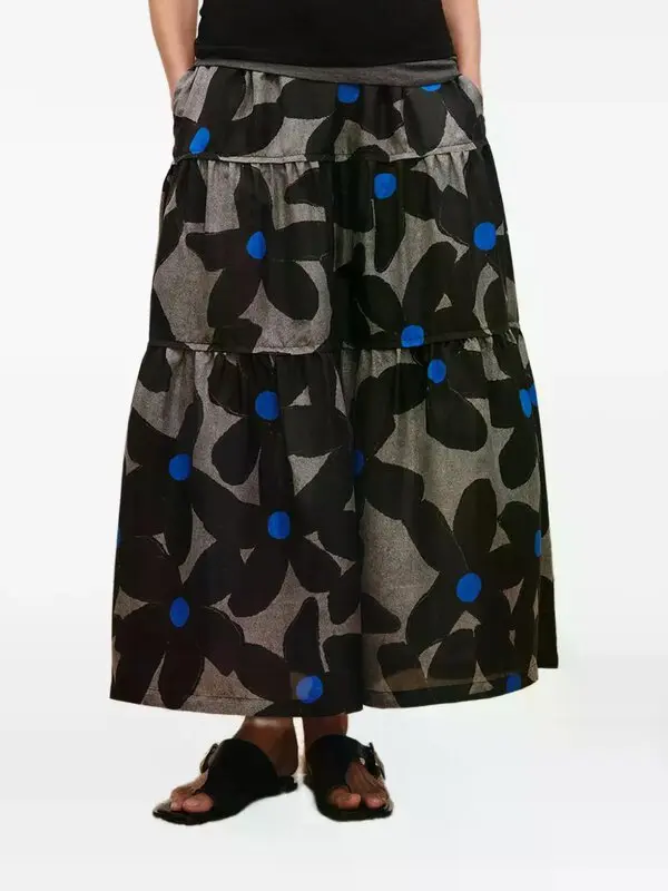 LESS Floral-print A-line Skirt