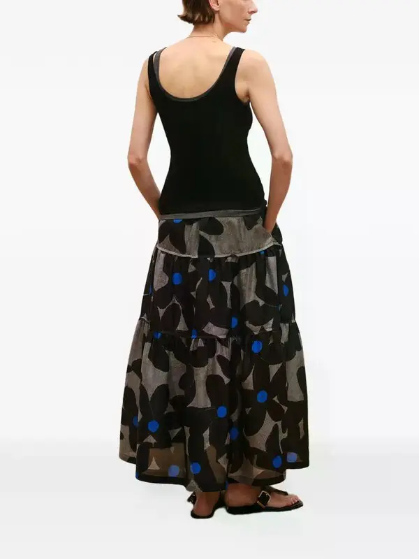 LESS Floral-print A-line Skirt
