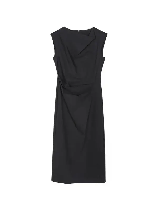 LESS Draped Waist Sleeve Dress - Black