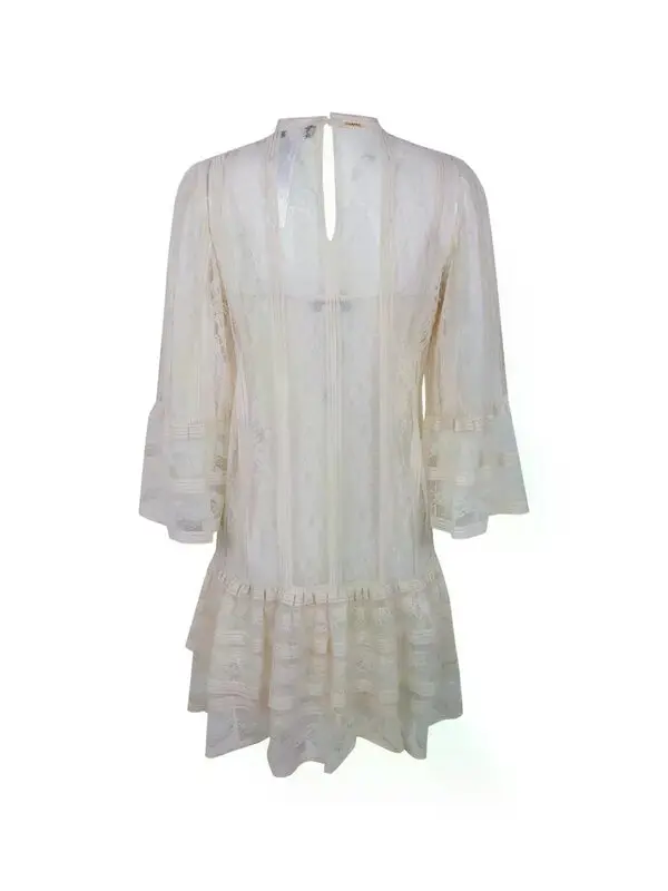 TWINSET Lace Ruffle Maxi Dress - Neutrals