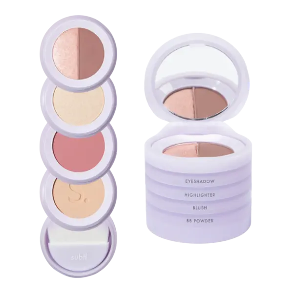SUBTL. BEAUTY 4-in-1 Stack With Powder Foundation, Eyeshadow, Blush, And Highlighter - Fair 2n
