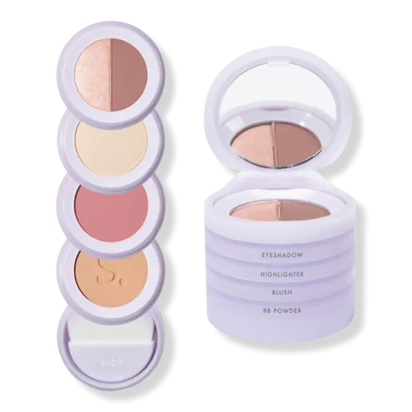 SUBTL. BEAUTY 4-in-1 Stack With Powder Foundation, Eyeshadow, Blush, And Highlighter - Light 1c