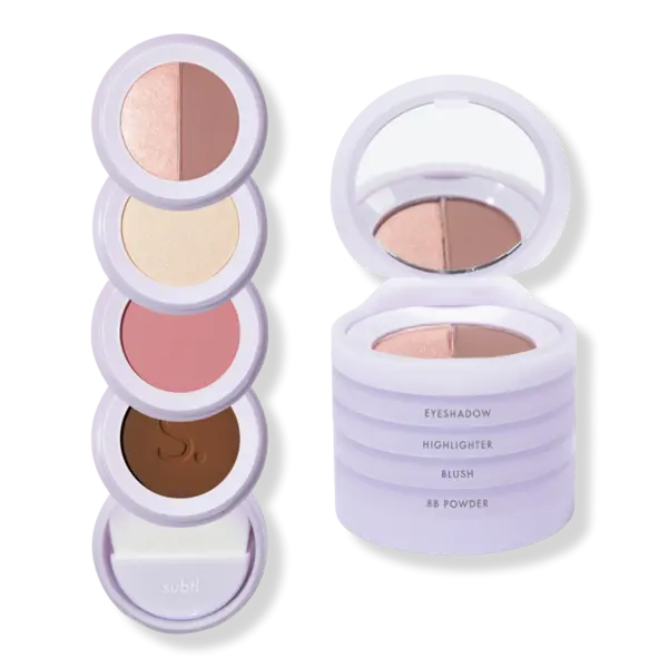 SUBTL. BEAUTY 4-in-1 Stack With Powder Foundation, Eyeshadow, Blush, And Highlighter - Deep 3c