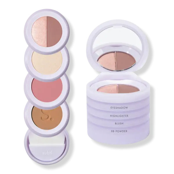 SUBTL. BEAUTY 4-in-1 Stack With Powder Foundation, Eyeshadow, Blush, And Highlighter - Medium 2n