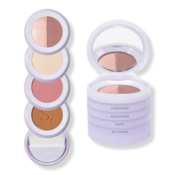 SUBTL. BEAUTY 4-in-1 Stack With Powder Foundation, Eyeshadow, Blush, And Highlighter - Medium 4w