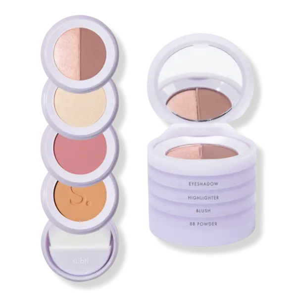 SUBTL. BEAUTY 4-in-1 Stack With Powder Foundation, Eyeshadow, Blush, And Highlighter - Light 4c