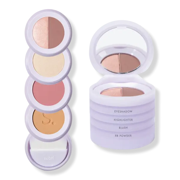 SUBTL. BEAUTY 4-in-1 Stack With Powder Foundation, Eyeshadow, Blush, And Highlighter - Light 2w