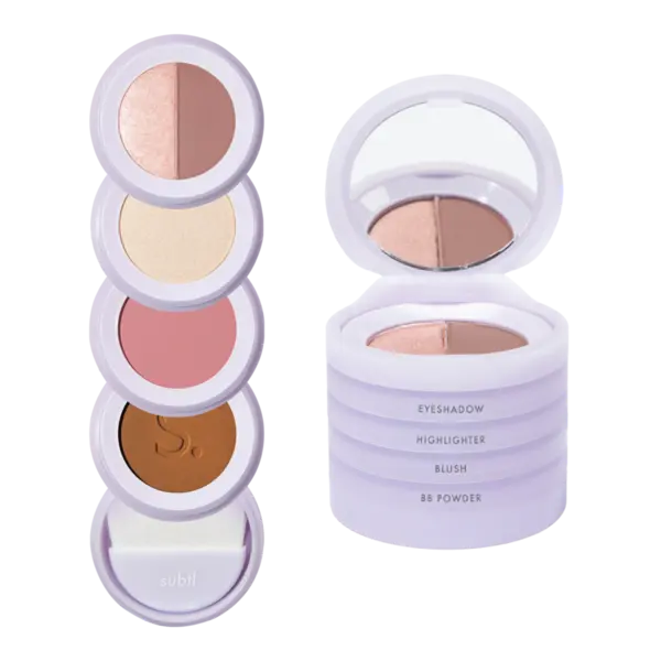 SUBTL. BEAUTY 4-in-1 Stack With Powder Foundation, Eyeshadow, Blush, And Highlighter - Deep 1n
