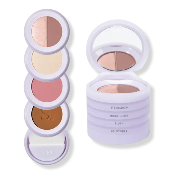 SUBTL. BEAUTY 4-in-1 Stack With Powder Foundation, Eyeshadow, Blush, And Highlighter - Deep 1n